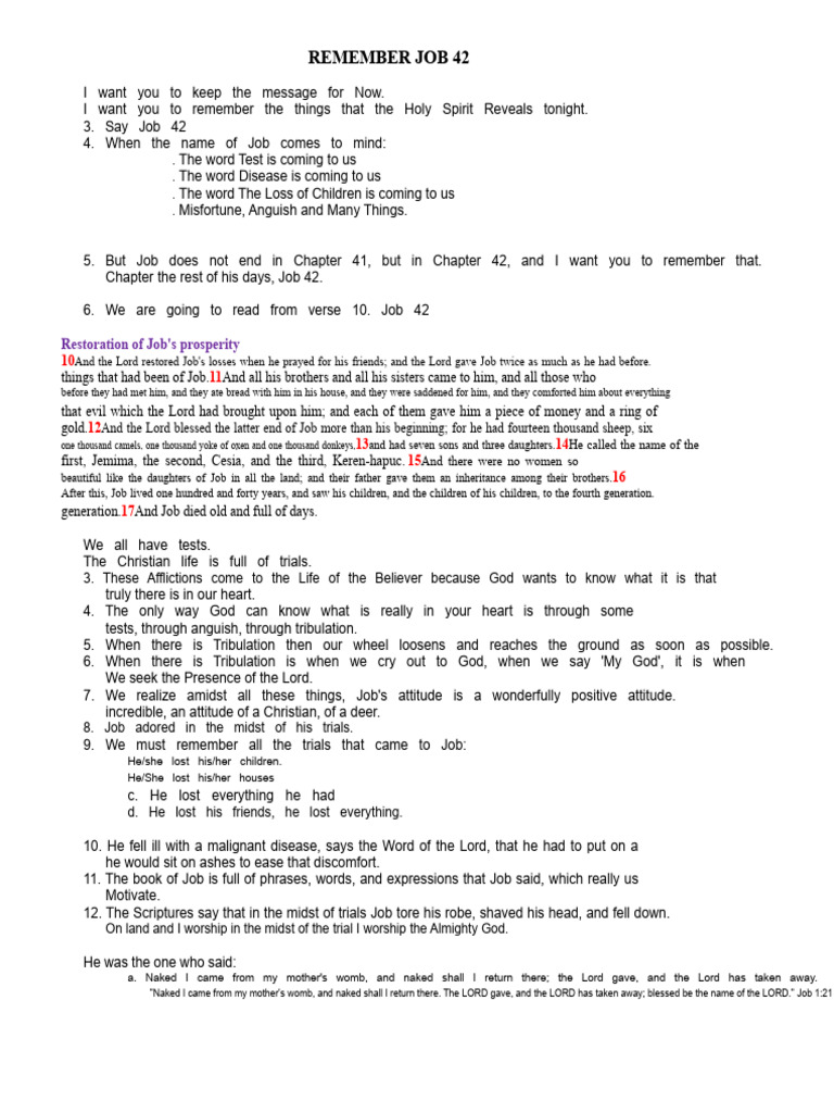 REMEMBER JOB 42 | PDF | God | Book Of Job