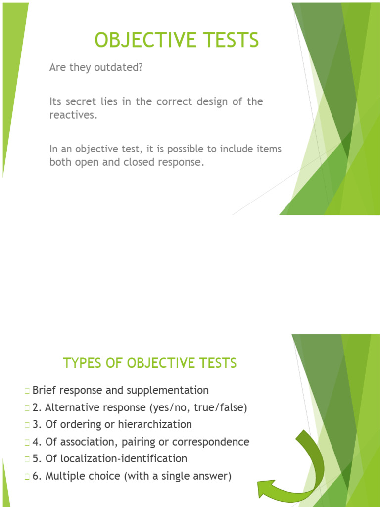 OBJECTIVE TESTS EVALUATION | PDF | Educational Assessment | Multiple Choice