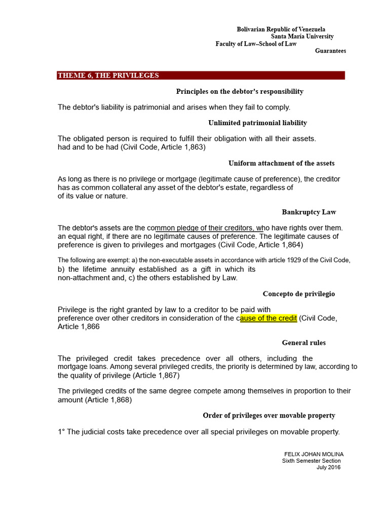 Topic 6, The Privileges PDF | PDF | Lease | Landlord