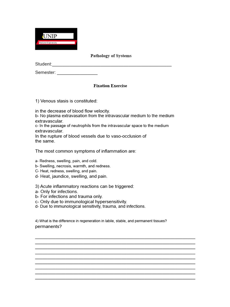 Pathology of Systems Exercise 1 | PDF