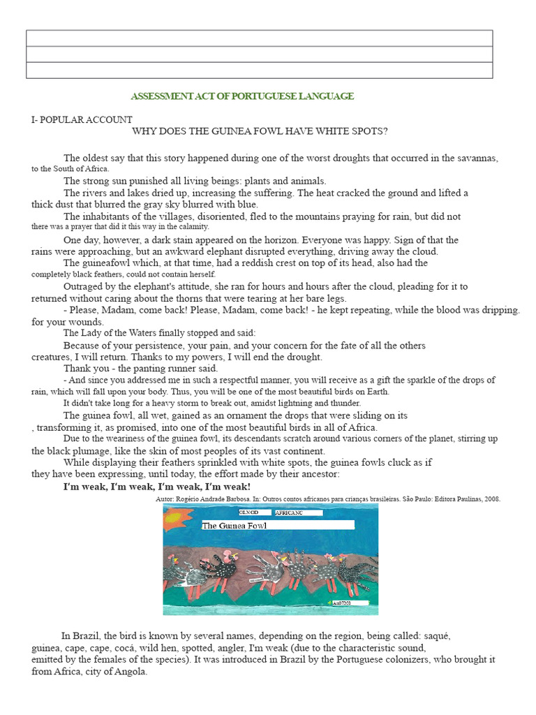 Why the Guinea Fowl Has Spots | PDF | Poetry