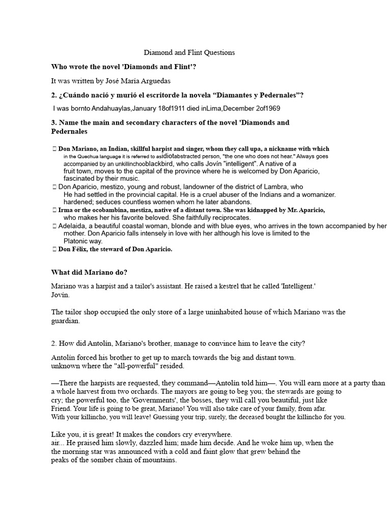 Questions and Answers Diamonds and Flint.docx | PDF