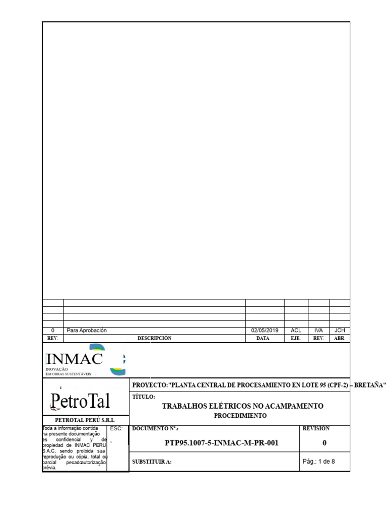 PTP95.1004-7-INMAC-E-PR-001 - INST. ELÉTRICA EM CAMPAMENTOS | PDF ...