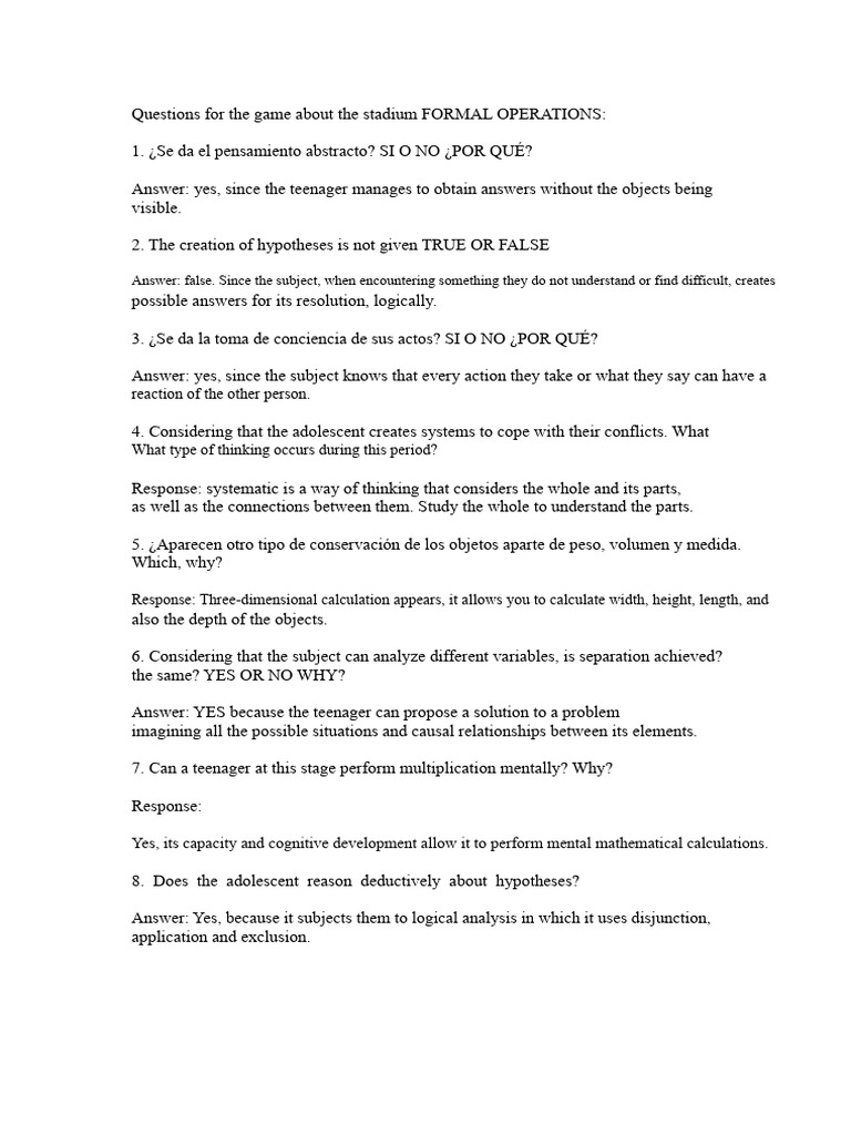 Questions for the game about the stadium FORMAL OPERATIONS.docx | PDF ...
