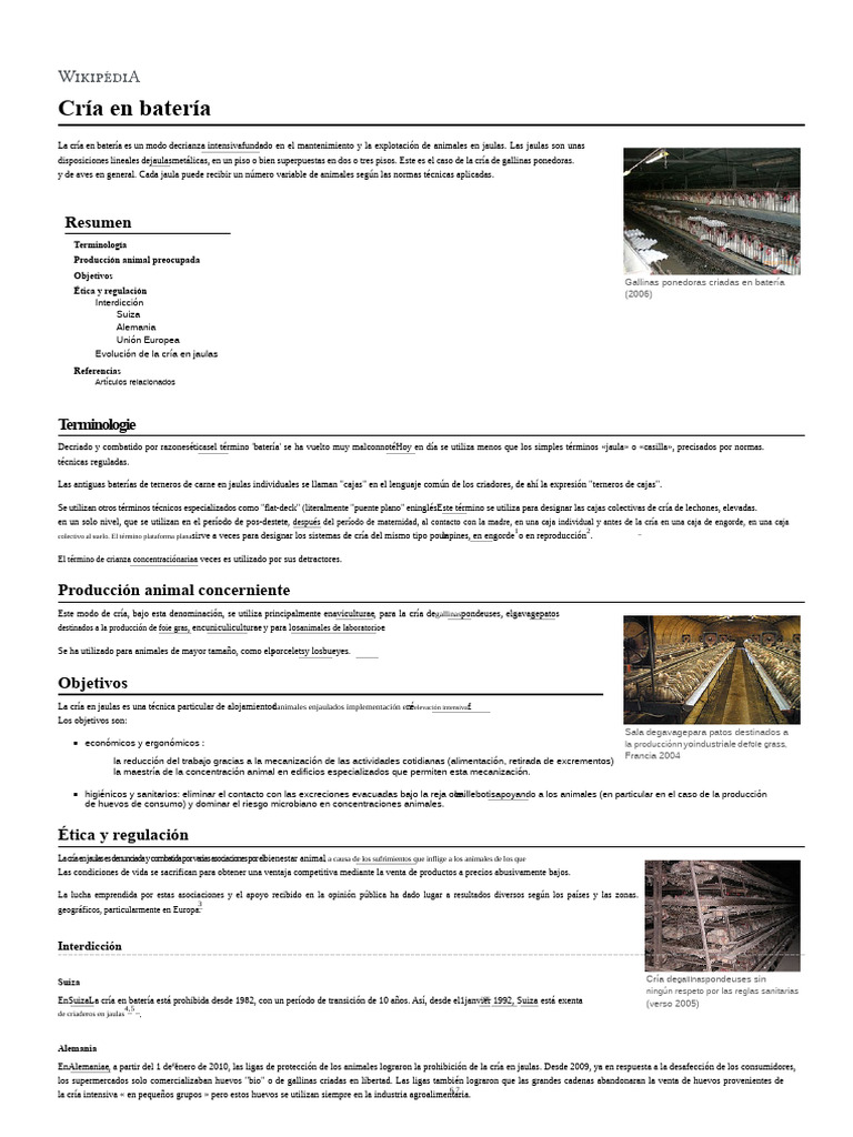Cría en jaulas | PDF | Ganadería Intensiva | Interacción humano-animal