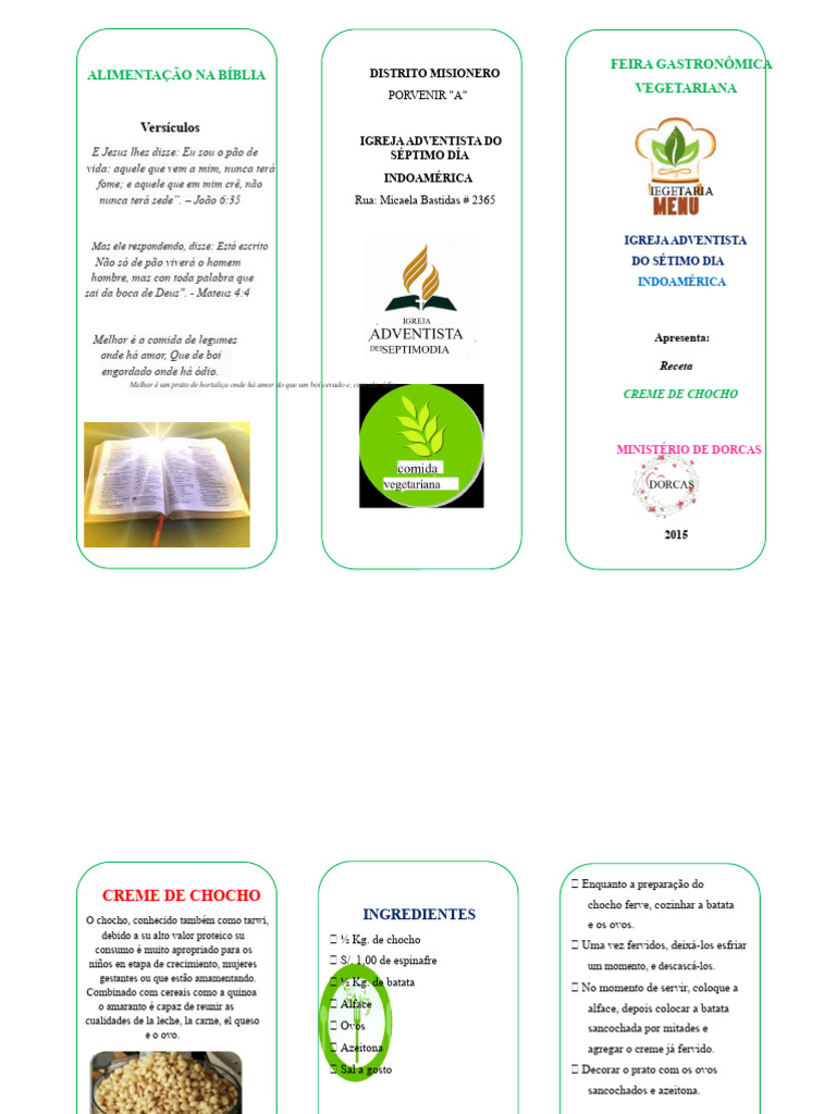 Receita de Creme de Chocho Vegetariano | PDF | Creme (gastronomia ...
