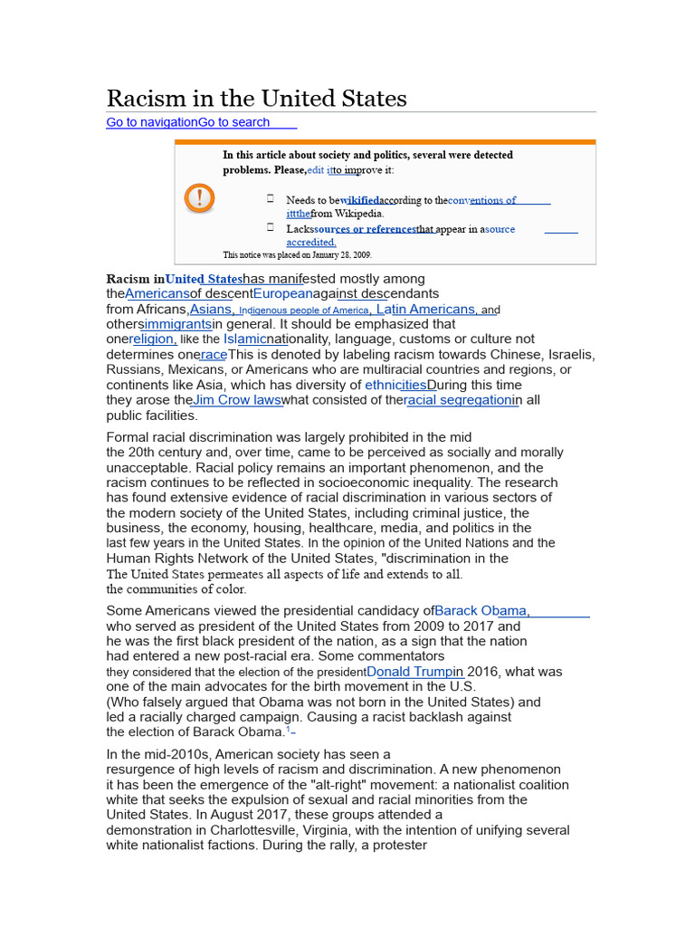 Racism in the United States | PDF | United States Declaration Of ...