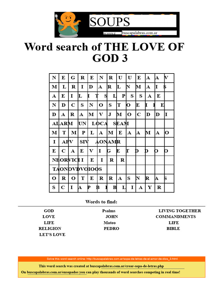 Word Search of The Love of God 3 | PDF
