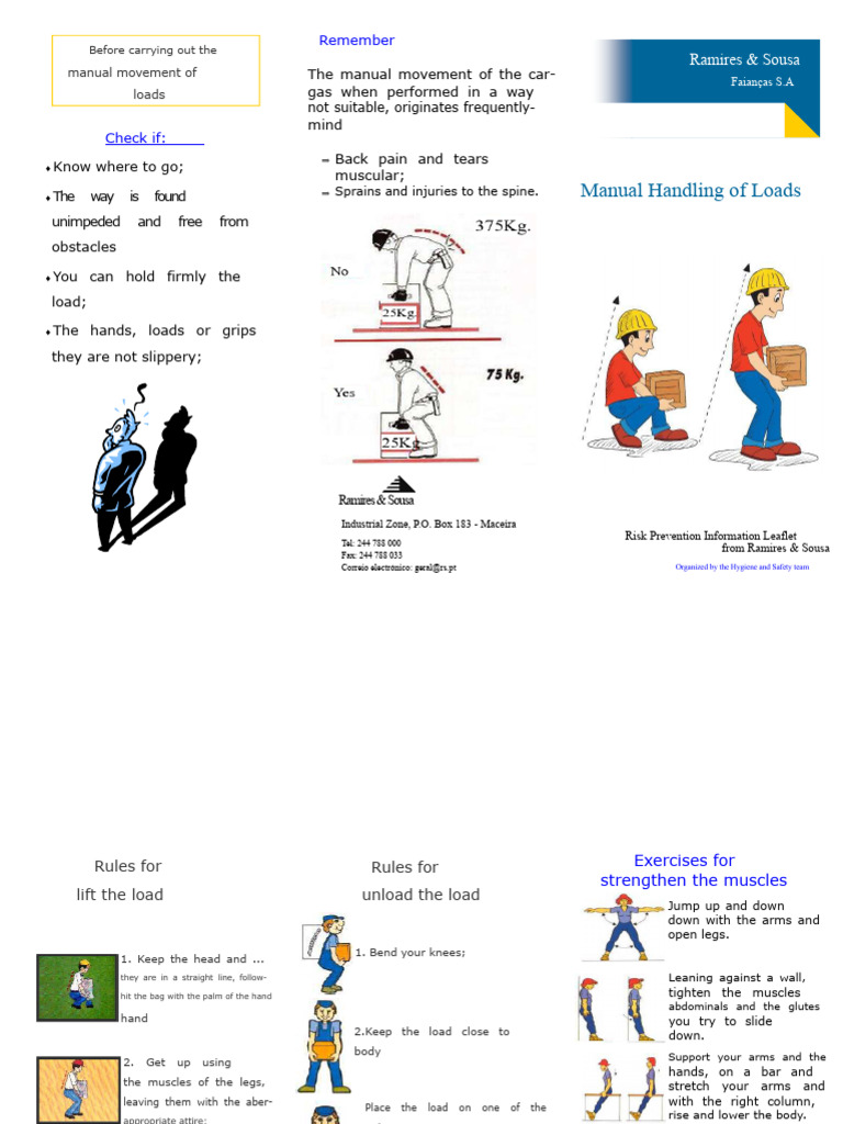 1206040398 Manual Handling of Loads Brochure | PDF | Musculoskeletal System