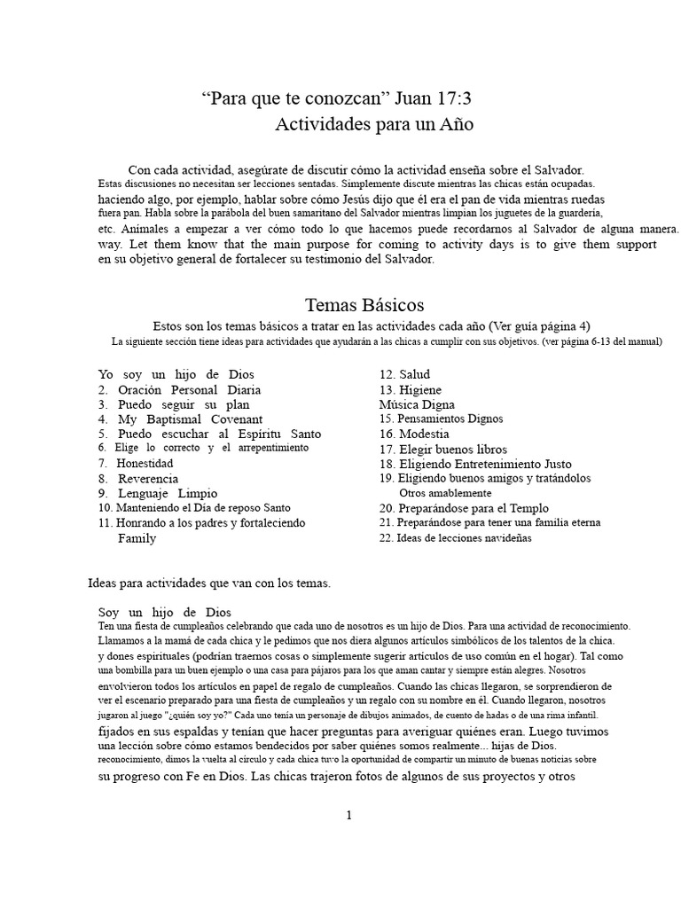 Ideas de Días de Actividad para Un Año | PDF | Navidad | Oración