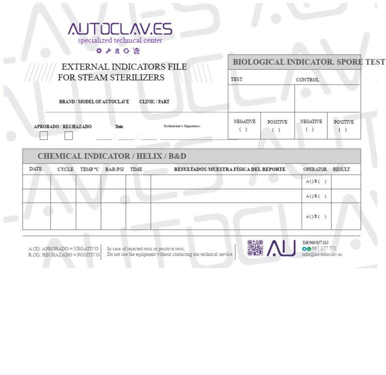 External Indicators Sheet For Global Steam Sterilizers Tests PDF | PDF