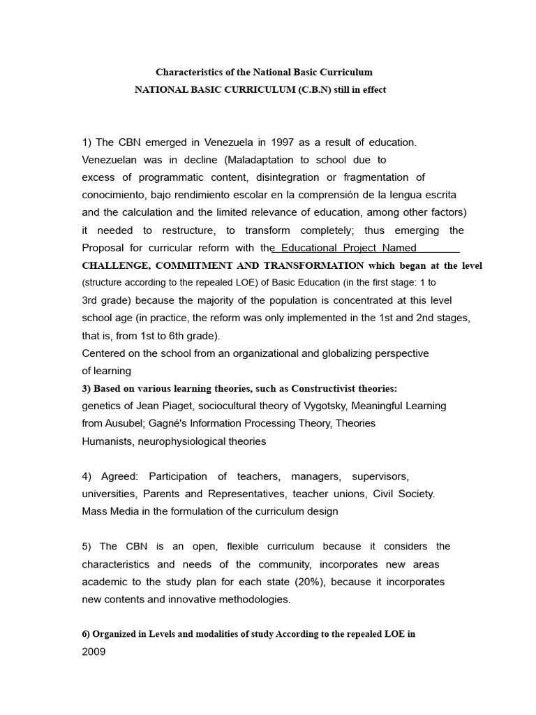 National Basic Curriculum Overview | PDF | Constructivism (Philosophy ...