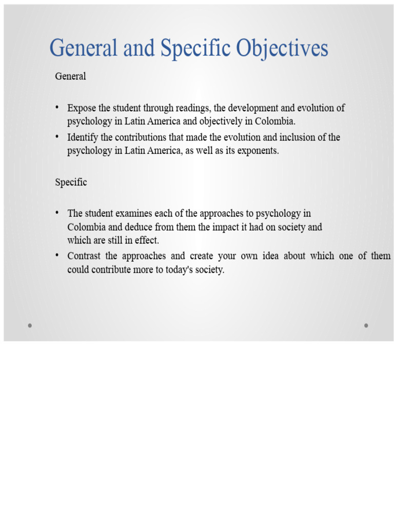 General and Specific Objectives | PDF