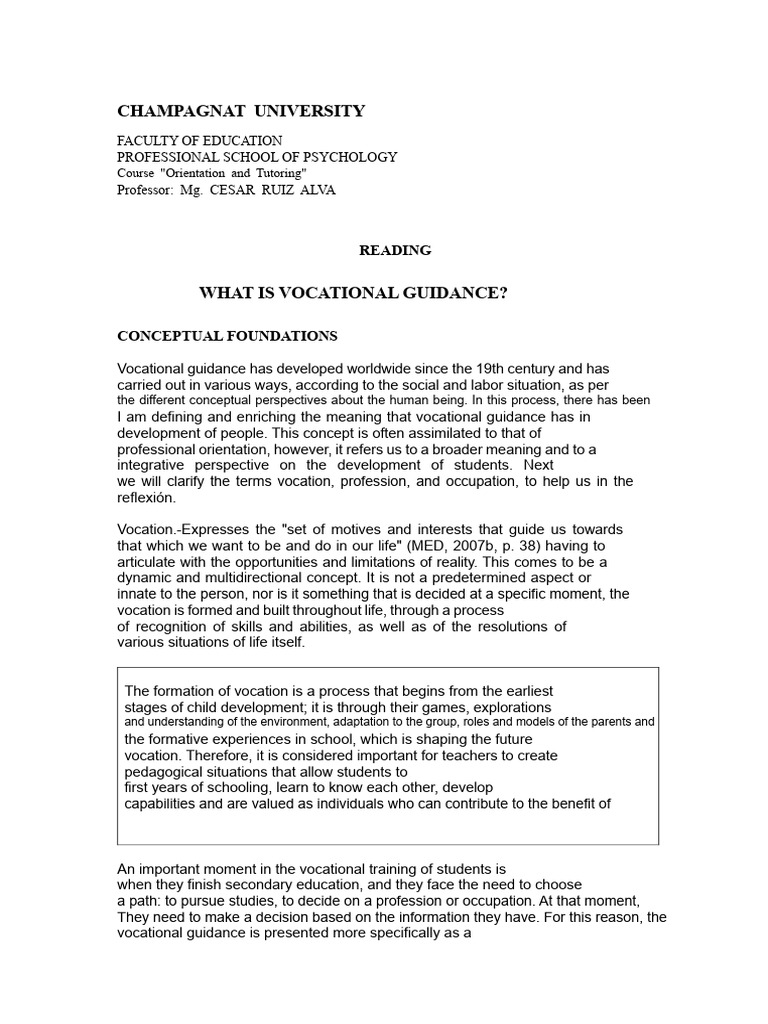 Vocational Guidance Reading | PDF | Identity (Social Science) | Self ...