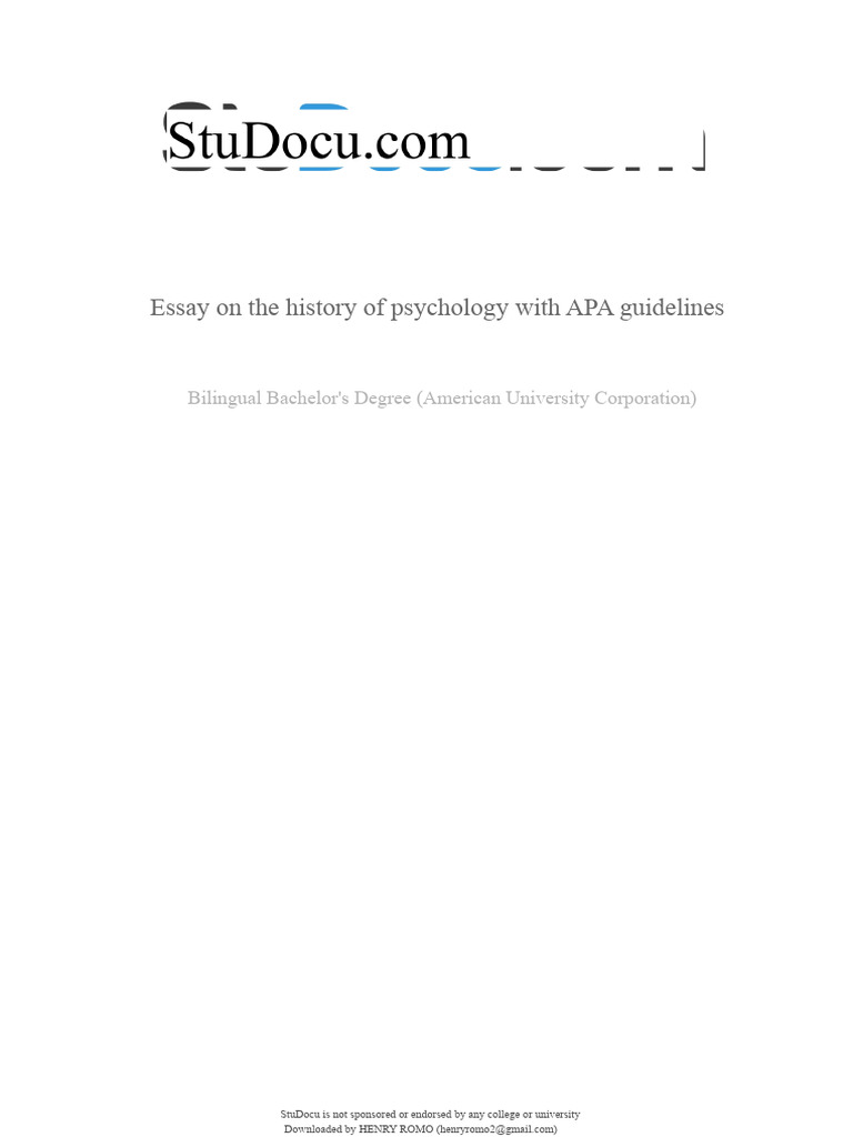 essay-history-of-psychology-with-apa-guidelines | PDF | Psychology ...