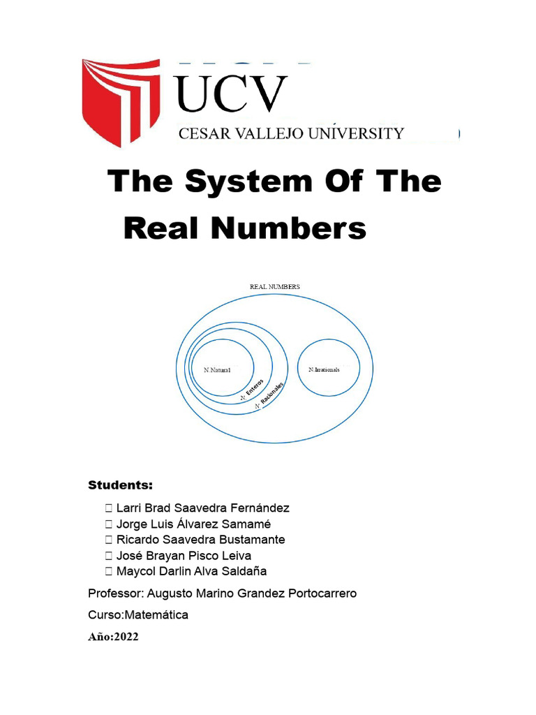 System of Real Numbers | PDF | Numbers | Real Number