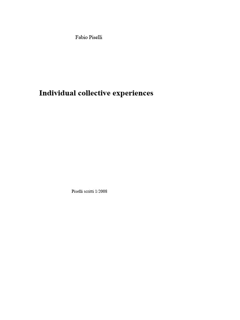Individual Collective Experiences - Fabio Piselli | PDF