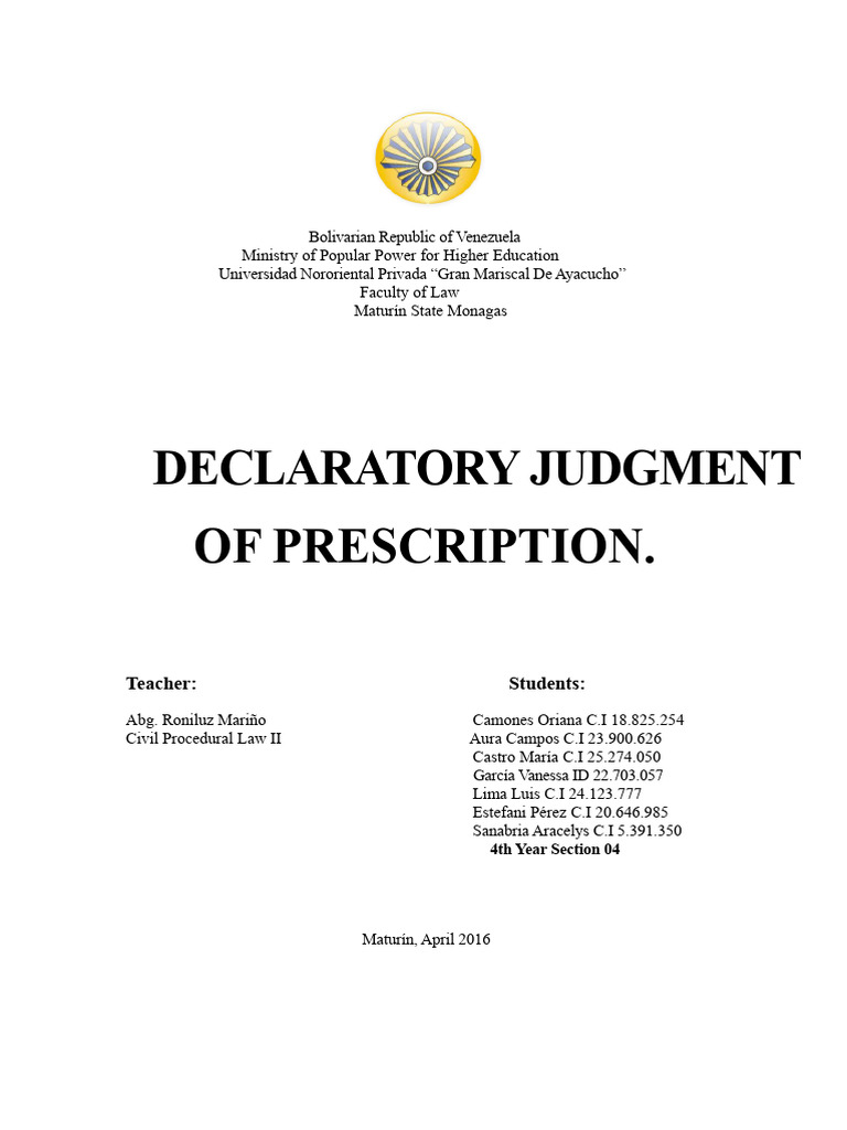Declaratory Judgment of Prescription | PDF | Lawsuit | Statute Of ...