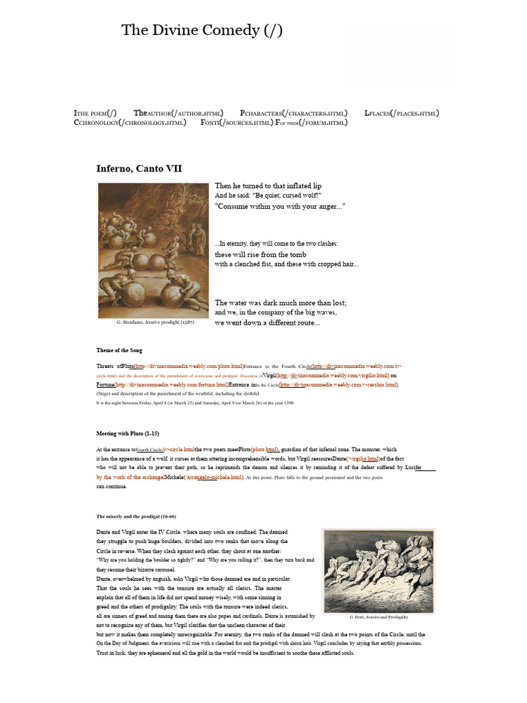 Inferno Canto VII: Greed and Wrath | PDF | Divine Comedy | Greed