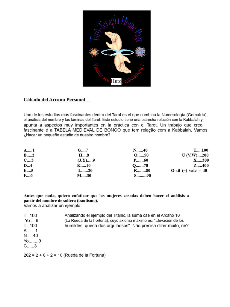 Cálculo del Arcano Personal en Tarot | PDF | Amor | Las emociones