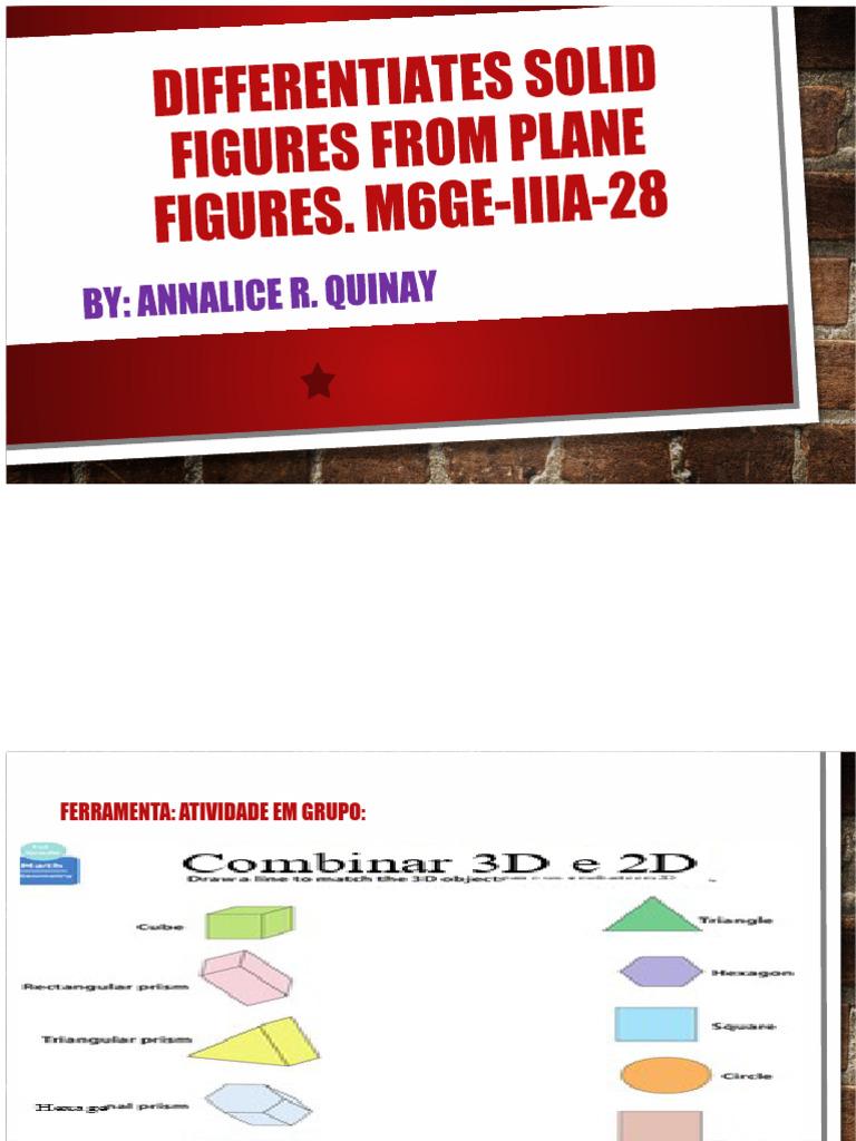 MATEMÁTICA 6 Q3 SEMANA 2 Distingue Figuras Sólidas de Figuras Planas | PDF | Triângulo | Vértice ...
