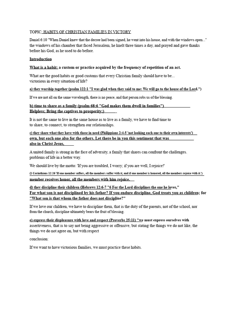 THEME Habits of A Victorious Family | PDF