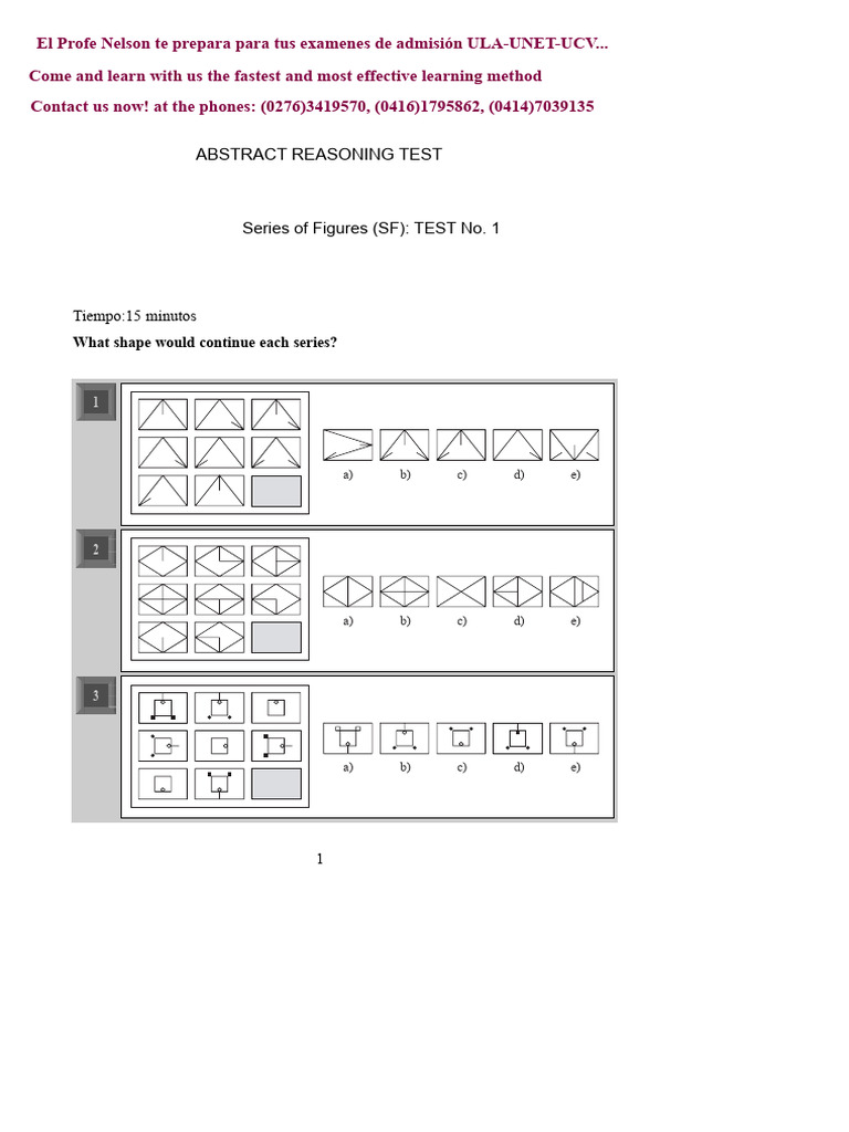 Abstract Figures Test 1 ANSWERS | PDF | Tests | Qualifications