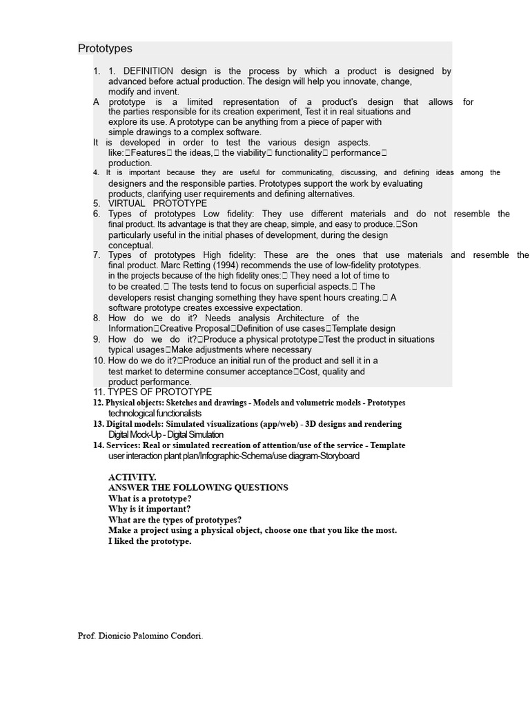 Prototypes | PDF | Prototype | Simulation