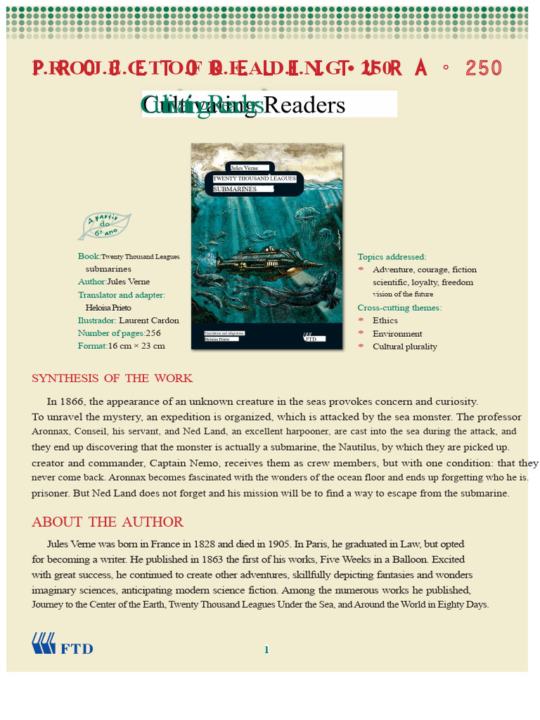 Twenty Thousand Leagues Reading Project | PDF