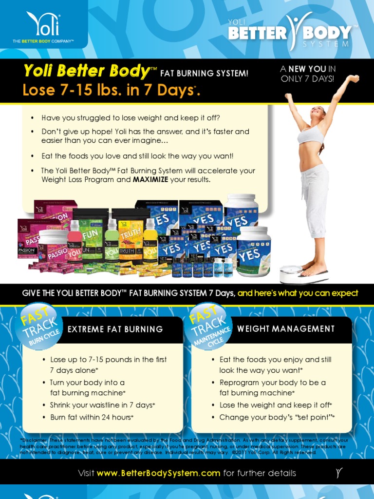 Yoli Better Body System Flyer | PDF | Salad | Weight Loss