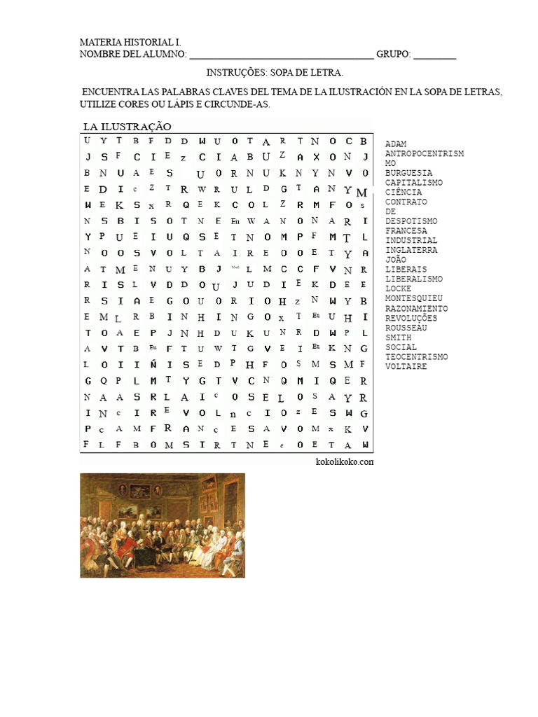 SOPA DE LETRAS HISTÓRIA 1 29 DE NOVEMBRO | PDF