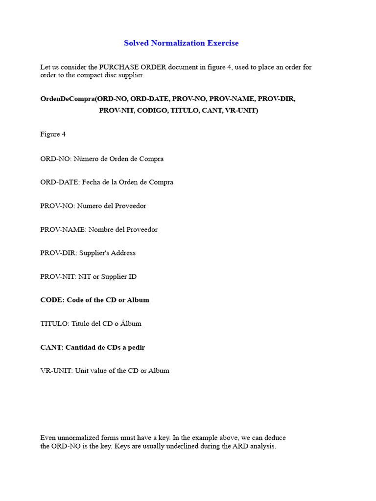 Resolved Normalization Exercise | PDF | Computer Data | Information Technology Management