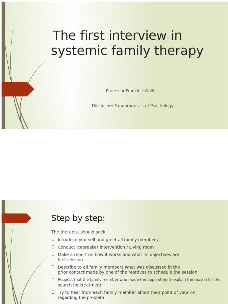 The First Interview in Systemic Family Therapy | PDF