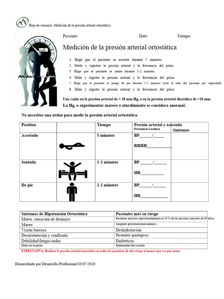 Hoja - de Consejos Sobre La Medición de La Presión Arterial Ortostática ...