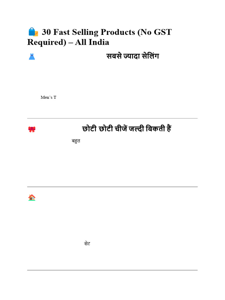 Top 30 Fast-Selling Products in India | PDF