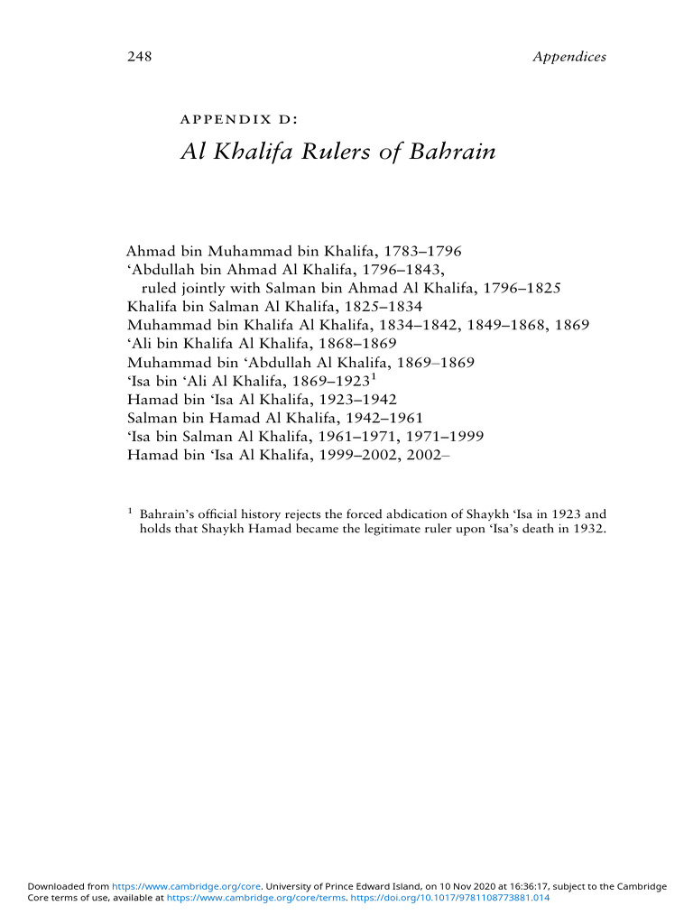 Al Khalifa Rulers of Bahrain Timeline | PDF