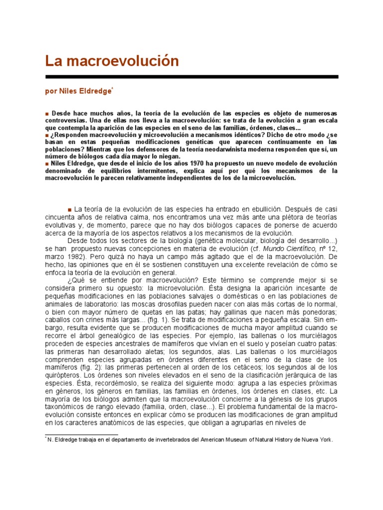 Eldredge Niles - La Macroevolucion | PDF | Evolución | Especies