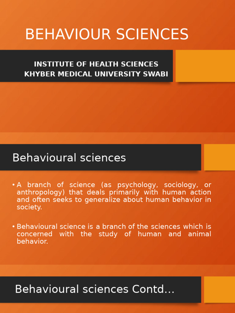 BEHAVIOUR SCIENCES 1 Lecture by KMU-IHS Swabi | PDF | Behavioural ...