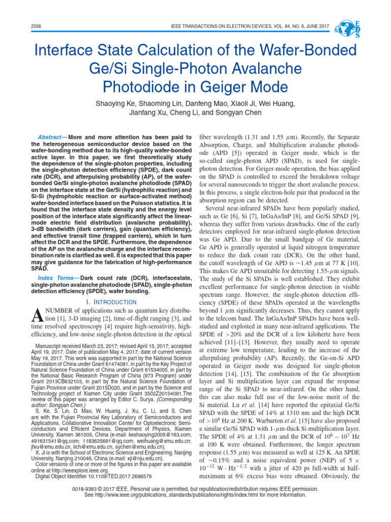 2 - Interface State Calculation of The Wafer-Bonded Ge Si Single-Photon ...