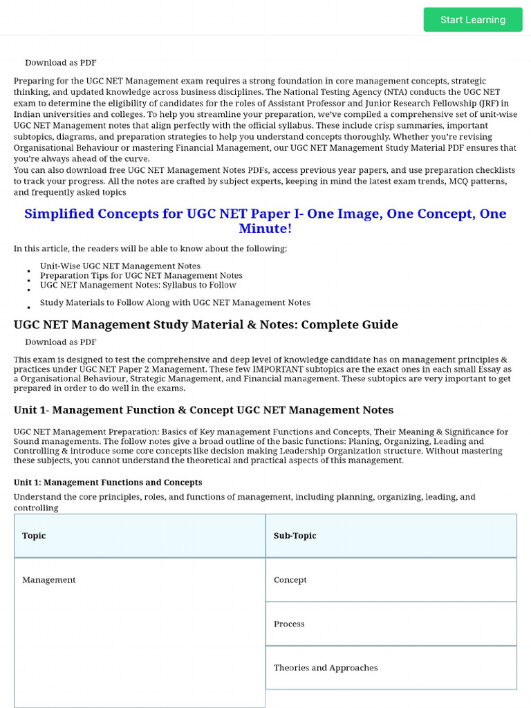 UGC NET Management Notes PDF - Unit-Wise Study Material & Preparation ...