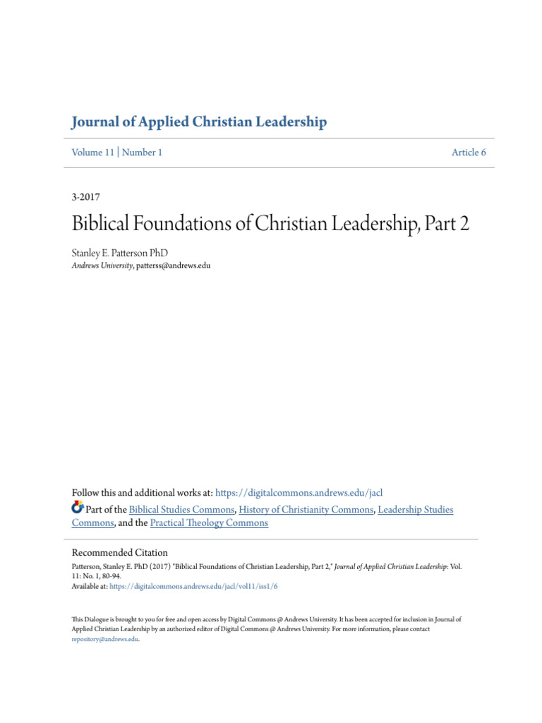Biblical Foundations of Christian Leadership Part 2 | PDF | Disciple ...