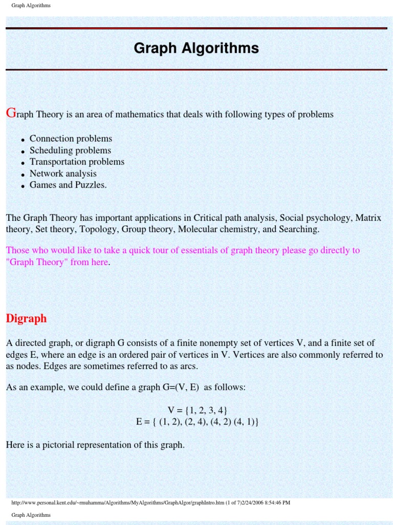 11graph Algorithms Pdf Graph Theory Vertex Graph Theory