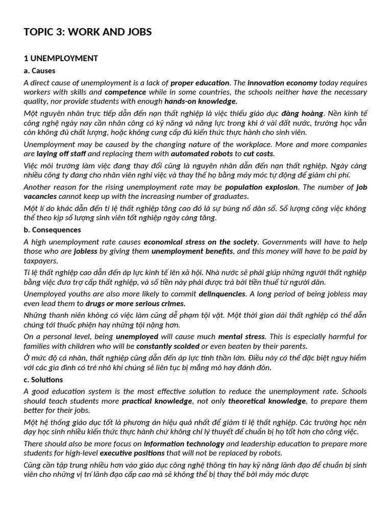 Topic 3 - Work and Jobs - Mi | PDF