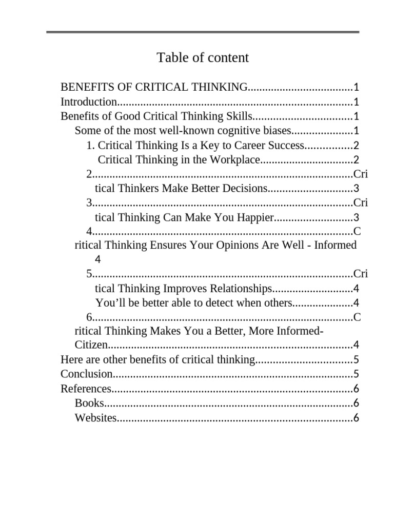 Benefits of Critical Thinking Skills | PDF | Critical Thinking | Thought