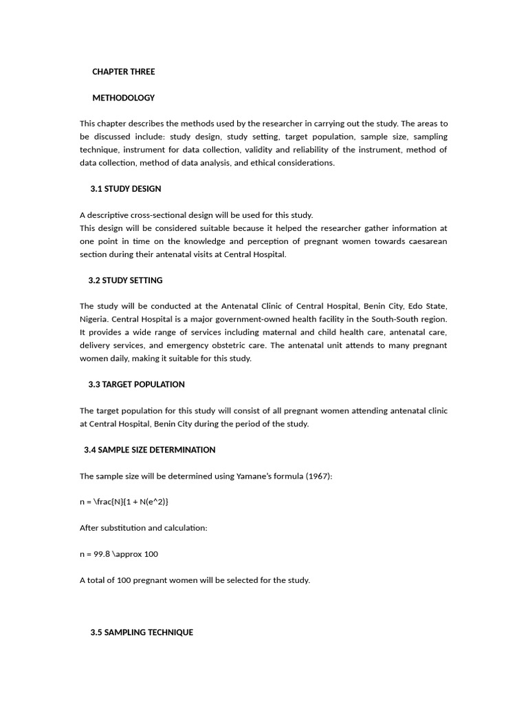 Copy-chapter Three Eseose Bby | PDF | Questionnaire | Sampling (Statistics)