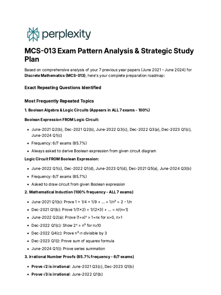MCS-013 Discrete Math Exam Prep Guide | PDF | Boolean Algebra ...