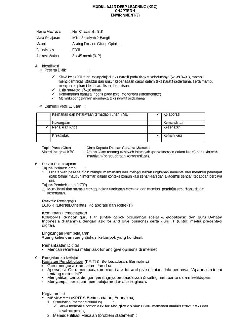 8. Modul Ajar Chapter 4 Ke 3 | PDF