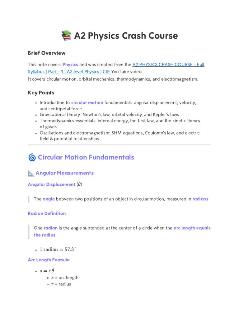 a2 Physics Crash Course - Full Syllabus _ Part - 1 _ a2 Level Physics ...