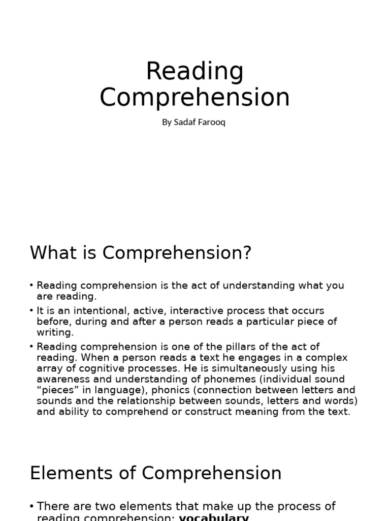 Unit VI (5) Reading Comprehension | PDF | Reading Comprehension ...