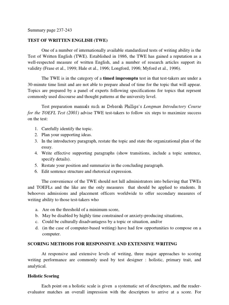 Test of Written English | PDF | Test Of English As A Foreign Language ...